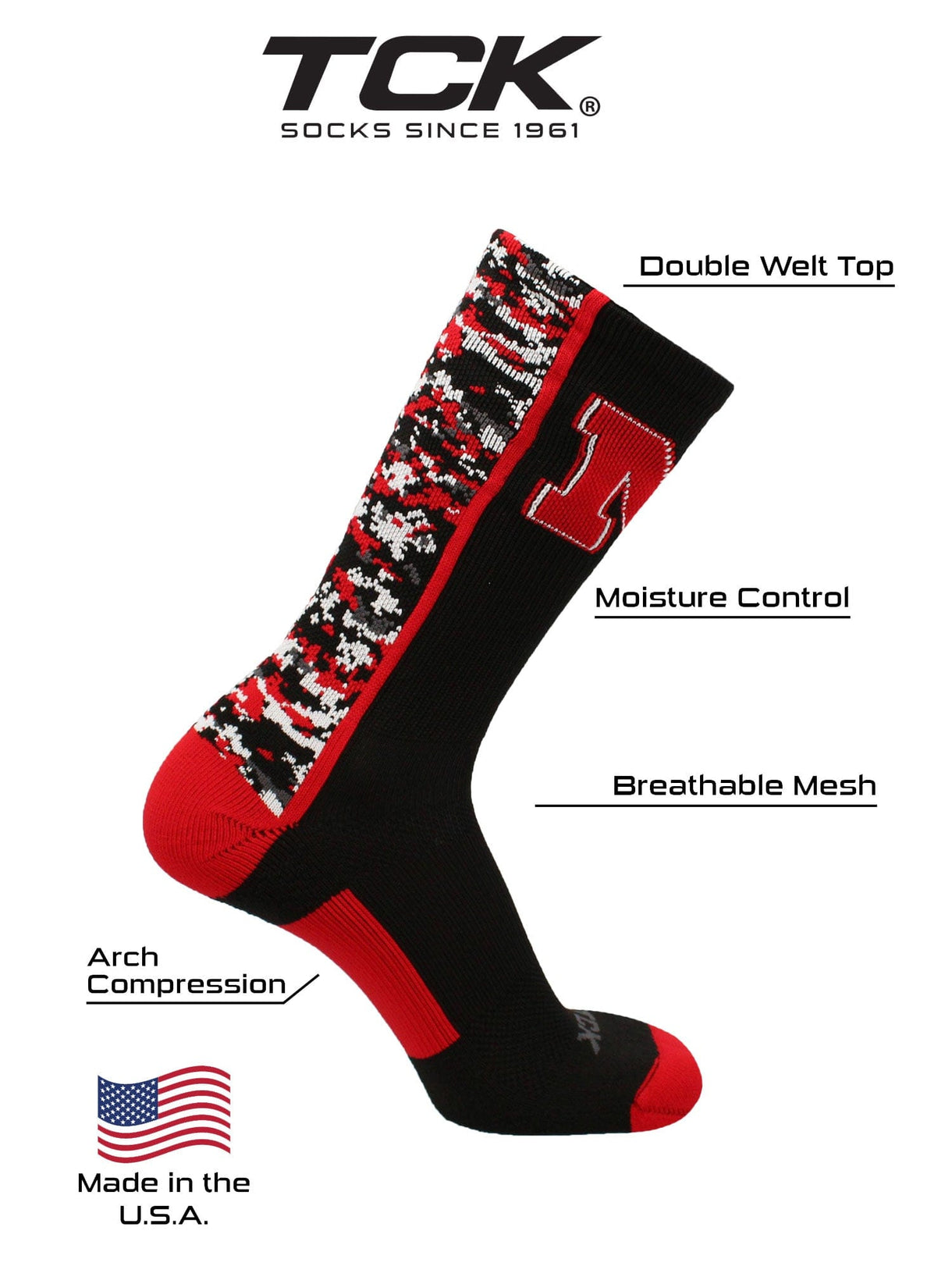 Nebraska Cornhuskers Socks Digital Camo Crew – MadSportsStuff